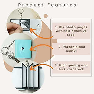 Mini Photo Keychain, DIY Small Custom Leather Memory Photo, Picture Keychains Personalized Album, Mini Cute Key Ring Keychain with Picture Book for Family, Boyfriend, Couples, Dog, Friends_MPKM