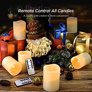 Enpornk Set of 12 Flameless Candles Battery Operated LED Pillar Real Wax Electric Unscented Fake Candles with Remote Control Cycling 24 Hours Timer, Ivory Color (D:3" x H:4")