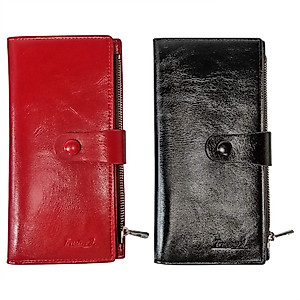 Trusten J. Women's Wallet Large Fashion Clutch Stylish Phone Case Organizer Leather (Black)