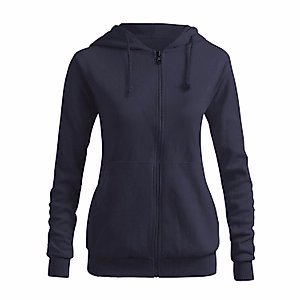 CLOVERY Women's Casual Basic Long Sleeve Zipup Hoodie NAVY US M/Tag M