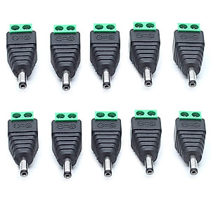 Sscon 10pcs Male DC Power Connector 3.5mm x 1.35mm Cable Jack Adapter Connector Plug for Security Camera Green