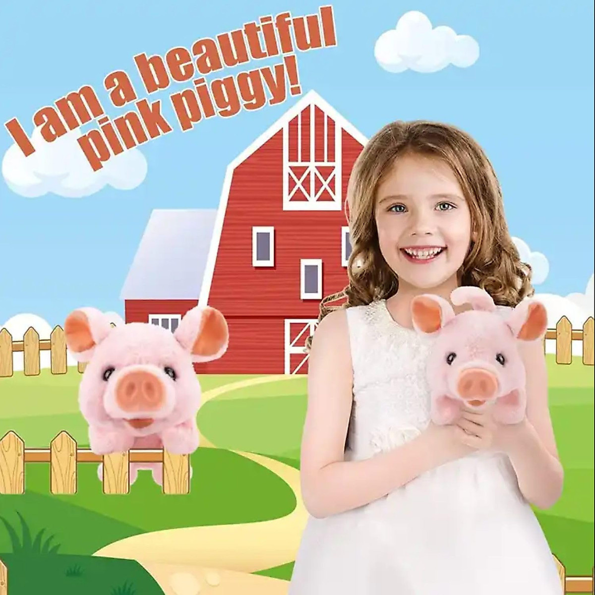Liberty Imports My Pet Pig, Electronic Plush Piggy Toy Piglet That Walks, Wags Tail, Wiggles Nose, and Makes Oink Sounds for Kids, Boys, Girls