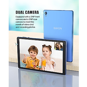 BAKEN Android 12 Tablet 10 inch Tablets, 2GB RAM 32GB ROM, Quad-Core Tablets, IPS HD Touch Screen and Dual Speaker, 2.4G Wi-Fi Tablets, 256GB SD Card Expand, 6000mAh Long Battery Life（Blue）