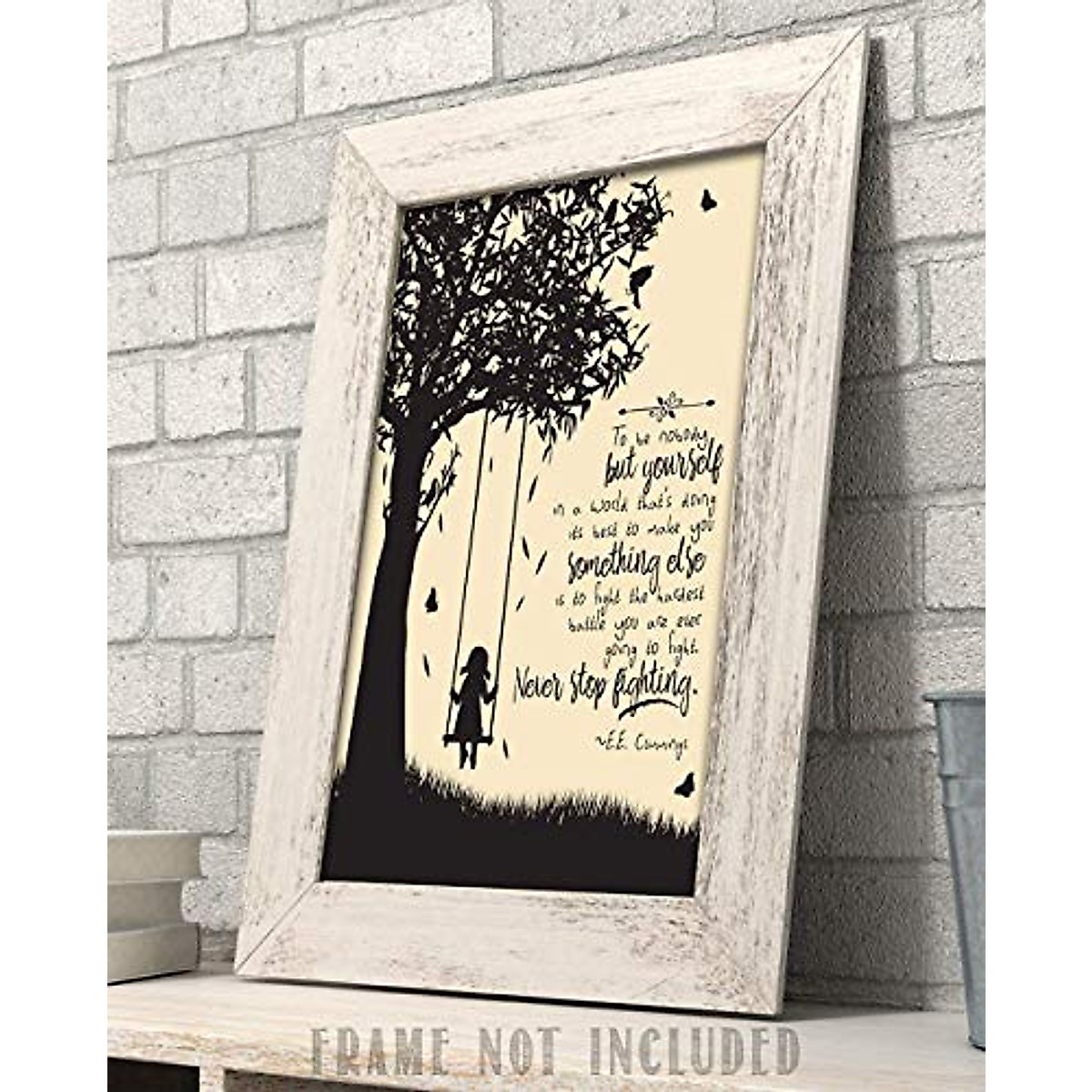 To Be Nobody But Yourself - E.E. Cummings 11x14 Unframed Motivational Wall Art - These Literature Book Posters are Perfect for English Classroom, Home Office or Anywhere you Want Motivational Posters