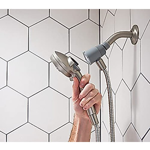 Moen Engage Magnetix Spot Resist Brushed Nickel 3.5-Inch Six-Function Eco-Performance Handheld Showerhead with Magnetic Docking System for Bathroom Shower, 26100SRN