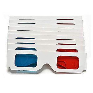 Jtshy 50 Pairs - Flat- 3D Glasses Red and Cyan White Frame Anaglyph Cardboard