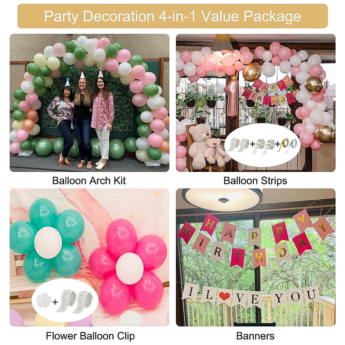 Prakin 4-in-1 Balloon Arch Kit - 10ft Wide & 9ft Tall Adjustable Balloon Arch Stand, Balloon Arch Frame With Base - Electric Pump - Banner For Wedding Baby Shower Birthday Graduation Party Decorations