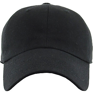 KB-LOW BLK Classic Cotton Dad Hat Adjustable Plain Cap. Polo Style Low Profile (Unstructured) (Classic) Black Adjustable