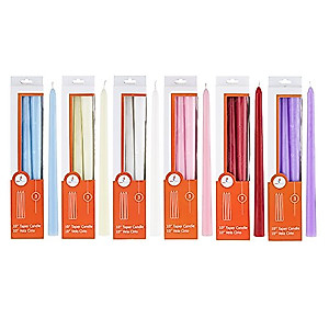 Mega Candles Unscented 10" Taper Candles - Assorted Pastel Spring Easter, Set of 18 Tapers