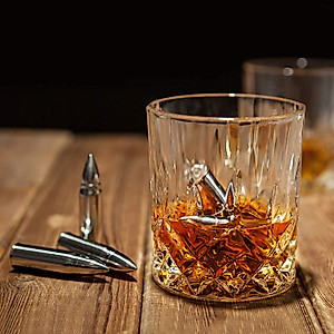 Whiskey Glasses with Bullets Stones Gift set for Men, Unique Bourbon Gifts for Anniversary Christmas