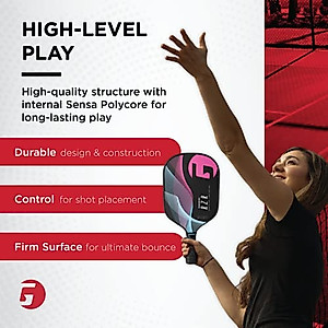 GAMMA RZR Composite Pickleball Paddle: Pickle Ball Paddles for Indoor & Outdoor Play - USAPA Approved Racquet for Adults & Kids - Pink/Blue