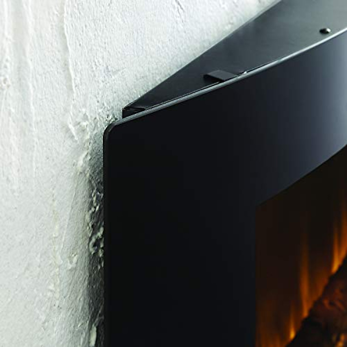 Muskoka 42" Contemporary Curved Front Slim Line Wall Mount Infrared Electric Fireplace, Black Glass