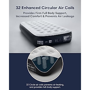 OlarHike Twin Air Mattress with Built in Pump,Inflatable Blow Up Mattresses Storage Bag for Camping,Travel&Guests,13" Airbed-High Speed Inflation Black Bed,Camping Accessories,Indoor