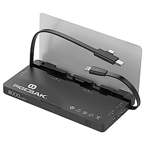PIGEBAK Trio Ultra Slim Power Banks and Charging Station 8000mAh Portable Charger with Built in Cables Compatible with Phones, Tablets, Headphones, Speakers and More