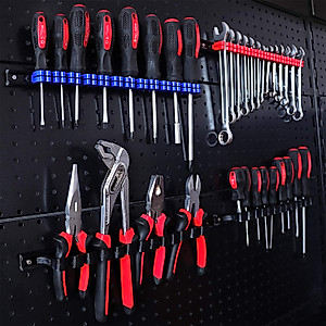 CASOMAN 4 pcs Screwdriver Organizer and Wrench Organizer, Hand Tool Holder, Plastic Rail Wrench Hanger with Clips
