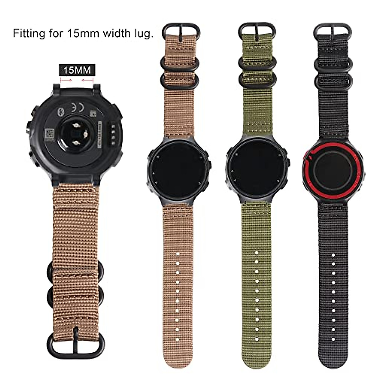 Zeit Diktator Watch band Compatible with Garmin forerunner 220/230/235/620/630/735XT/235 Lite,nylon smart watch replacement band,optional color (Black)