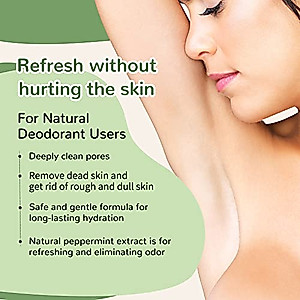 Armpit Detox Scrub 8.8 oz with Peppermint, Aloe Vera and Walnut Shell Powder, Underarm Scrub Helps on Removing Odor, Deep Cleanse & Exfoliating, also for Legs, Knee, Feet, Hands Whole Body