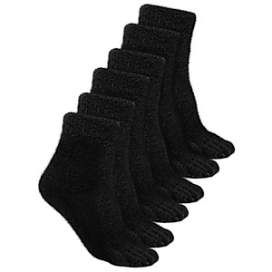 Bencailor 3 Pairs Women Toe Socks Fuzzy Toe Socks Warm Winter Toe Socks Five Toe Socks for Women Men, Size 5-8(Black)
