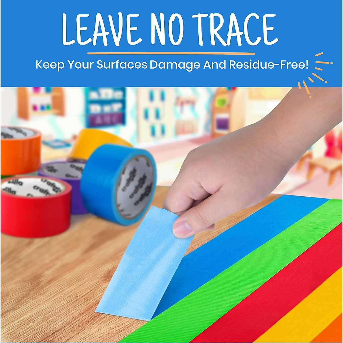 Craftzilla Rainbow Colored Duct Tape — 6 Bright Duct Tape Colors — 10 Yards x 2 Inch — Waterproof Duct Tape — Colored Duct Tape Multipack for Arts — Heavy Duty Duct Tape — Color Duct Tape Rolls