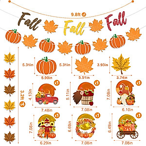 Fall Party Decorations Supplies - NO DIY- Fall Home Decor Set Include Glitter Fall Banner Pumpkin Maple Leaf Garland, 6pcs Hanging Swirls, 4Pcs Maple Leaves Garland Strings for Fall Thanksgiving Party