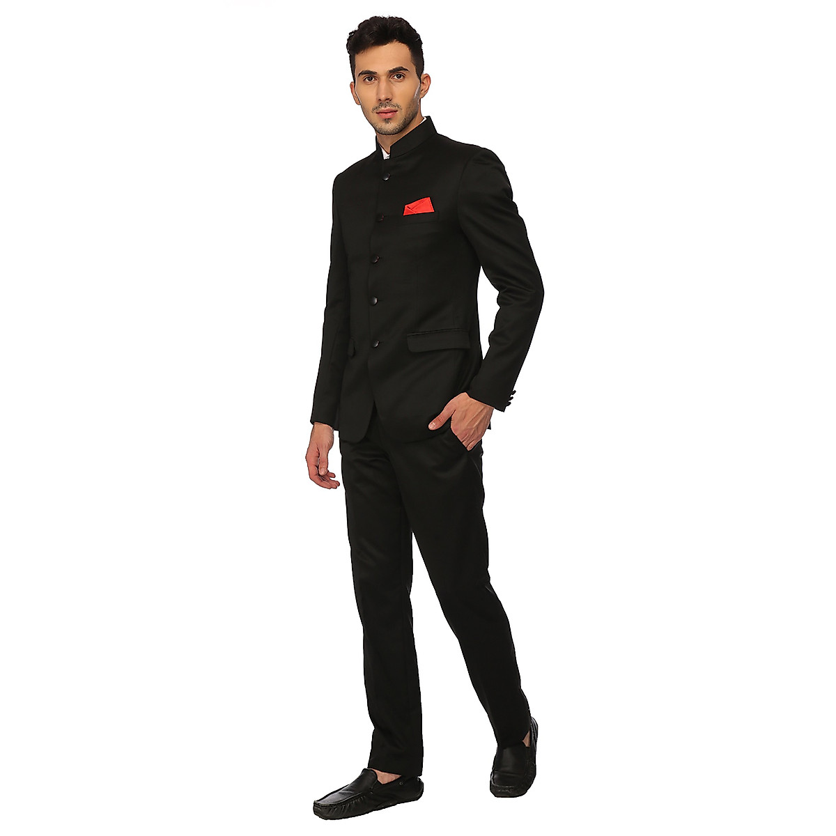 Men's Ethnic Contemporary Wedding Bandhgala Jodhpuri Suit Set-3 Colors Available Black