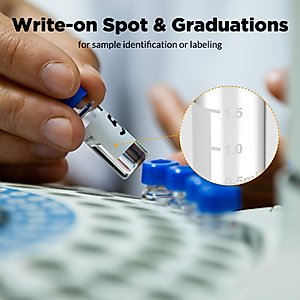 Membrane Solutions Autosampler Vials, 2ml HPLC Vials, 9-425 Lab Clear Vials with Write-on Spot and Graduations, 9mm Blue ABS Screw Caps & Septa for GC Sample Vials, 100 Pcs