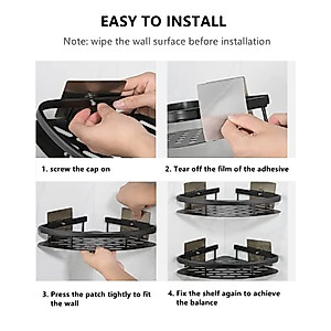 OVERWIND 2 Pack Corner Shower Caddy with 1 Soap Holder Adhesive Bathroom Shelf No Drilling Kitchen Racks Corner Shower Shelves Aluminum Shower Organizer Storage for Kitchen & Bathroom