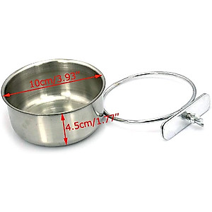 Bird Water Bowl Stainless Steel Bird Feeder for Cockatiel Conure Parakeet Chinchilla 10 Ounce