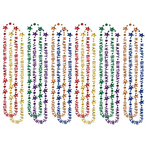 Beistle 12 Piece Colorful Plastic Happy Birthday Necklaces Party Favors, 36", Multicolored
