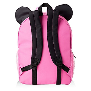 Minnie Mouse Backpack and Water Bottle for Kids Toddlers ~ Premium 14" Minnie School Bag with 3D Ears and Puffy Bow, Water Bottle, Stickers, and More (Minnie Mouse School Supplies Bundle)