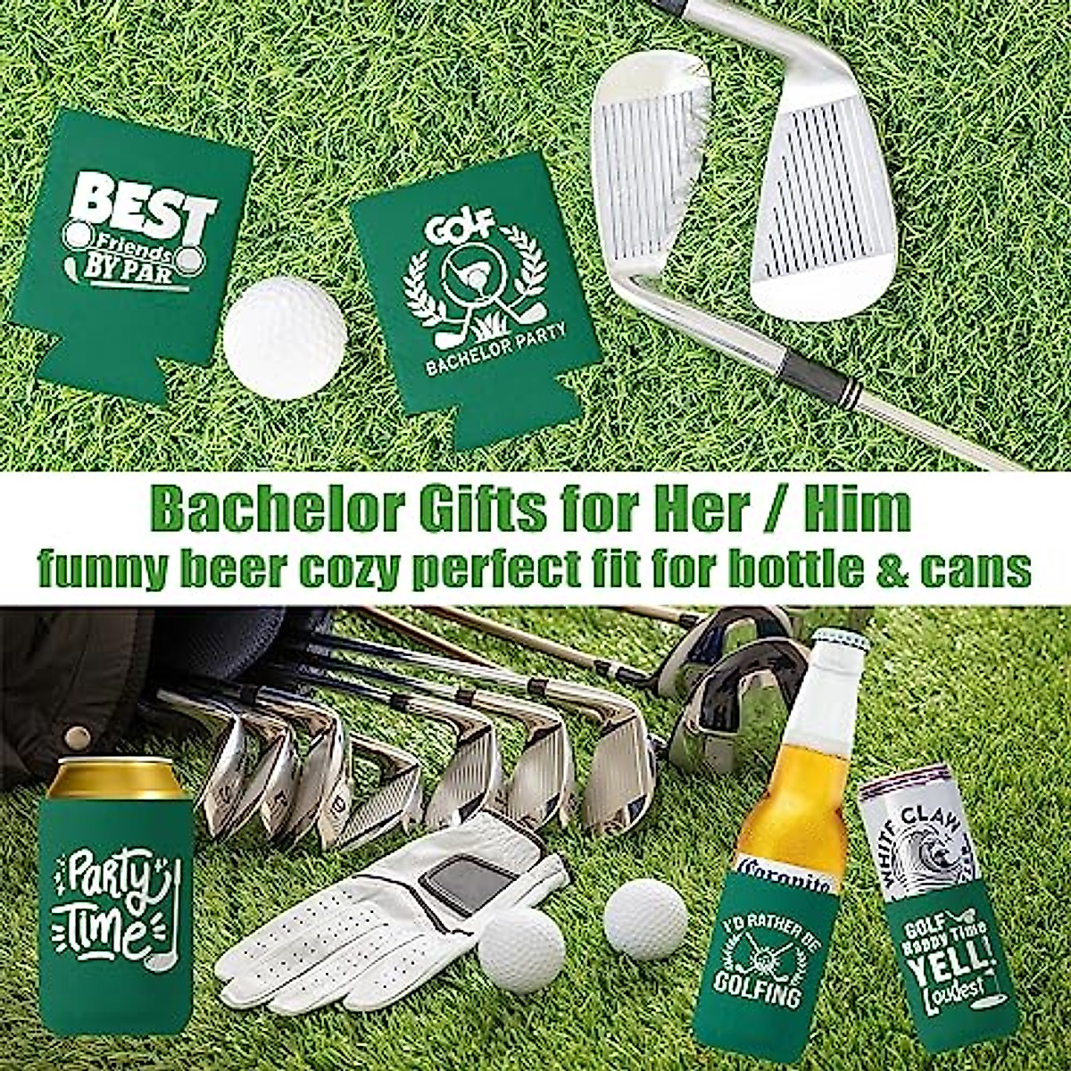 Pop Nordic Golf Can Cooler, Golf Bachelor Party Can Sleeves for Women Men, Neoprene Insulator Beer Cozy Bulk for Wedding Bridal Shower Bachelorette Party Favor