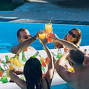 Zcaukya Inflatable Serving Bar, 4 Pack Ice Serving Buffet Salad Cooler Food Drink Containers with Drain Plug, BBQ Picnic Pool Party Supplies Inflatable Cooler