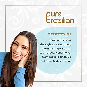 Pure Brazilian Leave-In Conditioner, Nourishing Hair Treatment Enriched with Keratin to Fortify & Strengthen, 6.78 Ounce (200 Milliliter)