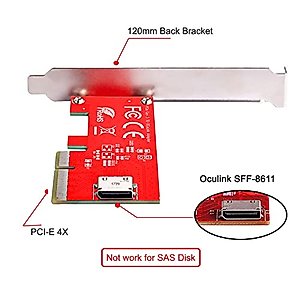 NFHK PCI-E 3.0 Express 4.0 x4 to Oculink Internal SFF-8612 SFF-8611 Host Adapter for PCIe SSD with Bracket