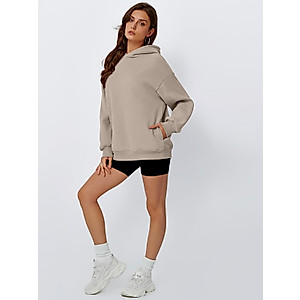 Trendy Queen Womens Oversized Hoodies Fleece Hooded Sweatshirts Casual Pullover Fall Winter Outfits Long Sleeve Tops 2025 CoffeeGrey XL