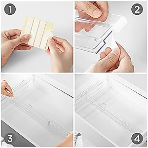 HBlife Drawer Dividers Organizer 6 Pack, Clear Plastic Adjustable Drawer Separators 3.2 Inches High, Expandable from 11-20 Inches for Dresser Clothing Kitchen Storage
