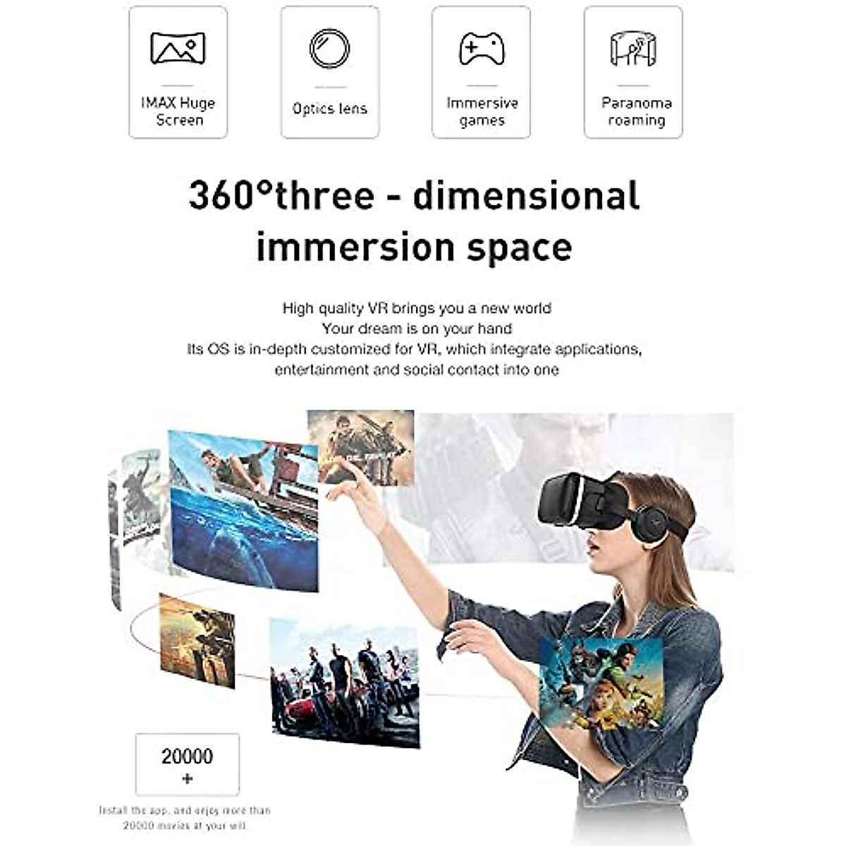 VR Headset with Remote Controller,HD 3D VR Glasses Virtual Reality Glasses for VR Games & 3D Movies, Virtual Reality Goggles for iPhone/Android Phone w/ 4.7-6in Screen | VR Glasses