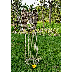 Linfevisi Garden Angel Statue Decor Rustic Metal Angel Sculpture Garden Yard Art Heavenly Home Decor Antiqued Accent Housewarming Garden Gift (Heart)