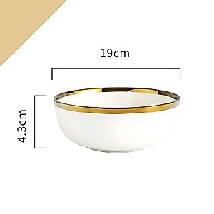 KeyChefLAB 7.5-Inch Porcelain Ceramic Bowls for Kitchen, White Serving Bowls for Pasta Salad Ramen Noodle Poke Soup Ice Cream Cereal Bowl (Bowls Set of 3)