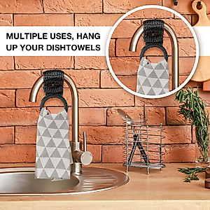 Hoolerry 8 Pcs Hanging Kitchen Towels Ring Crochet Hanging Dish Towel Holder with Loop Button for House Oven Stove Door, 8 Colors(Vivid Colors,Round)