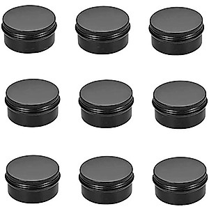 Healthcom 12 Packs 3 Oz Empty Jars 90ml Black Round Aluminum Tin Cans Screw Top Metal Steel Tins Lip Balm Tins Box Cosmetic Containers Storage Organization for Candles Salve Crafts Spice Tea Gift