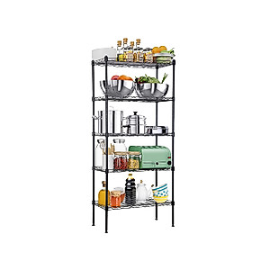 5-Tier Metal Wire Shelving Unit Snack Shelf Height Adjustable Storage Rack NSF Certified Storage Shelves 750 Lbs Capacity Standing Utility Shelf for Laundry Kitchen Pantry Garage Organization