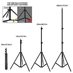 Aluminum Alloy Photography Tripod Stand, 9.19 Feet/2.8m Studio Lighting Tripod Stand for Video Lights, Photography Lights, Reflectors, Softboxes, Umbrellas