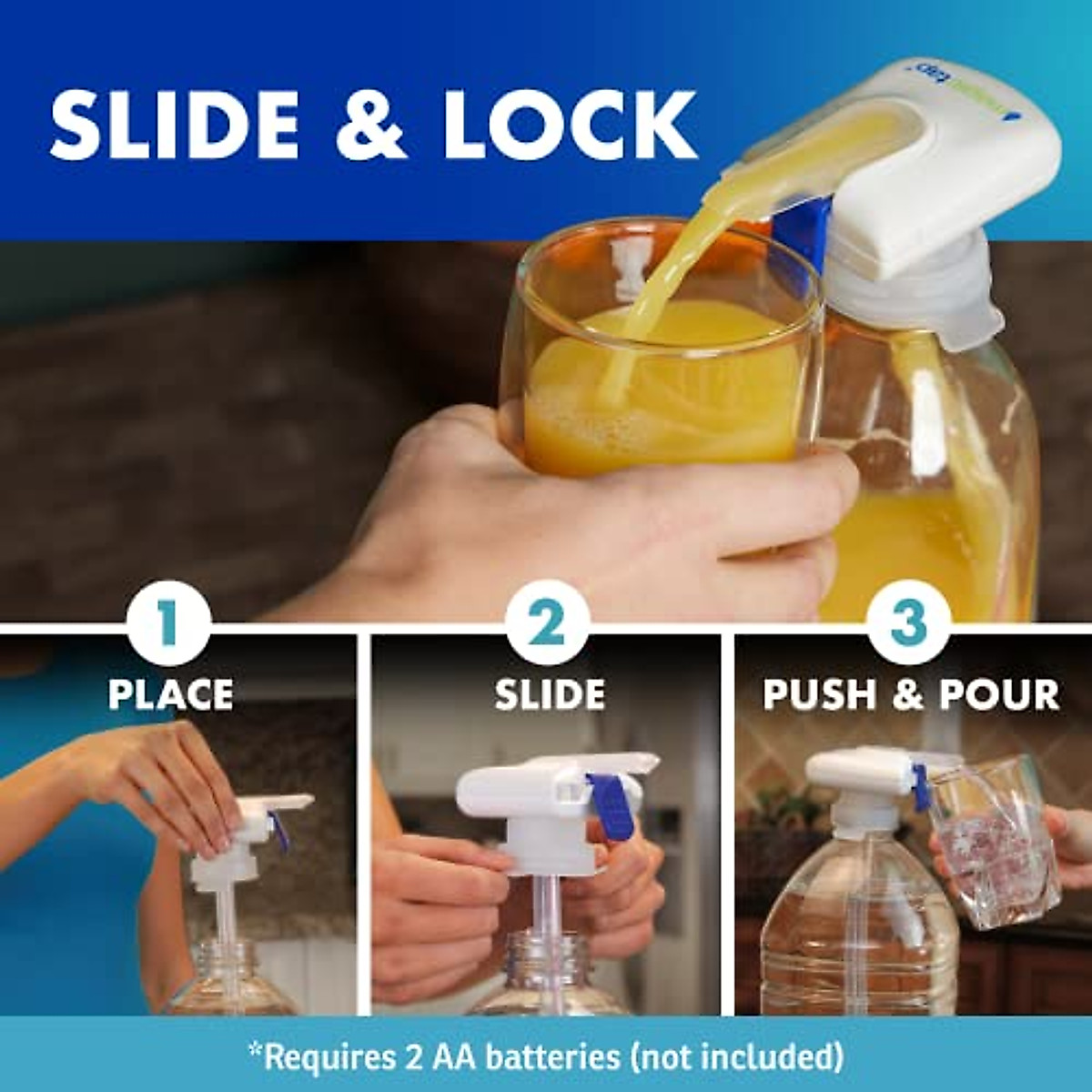 The Magic Tap Automatic Drink Dispenser - Hands-Free Beverage Dispenser for Fridge - Perfect for Milk, Juice - Gifts for Women & Men - 1 Pack, White