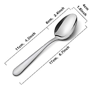 36-Piece Dinner Spoons Set, Funnydin 6.7" Stainless Steel Spoons Silverware, Durable Dessert Spoons, Table Spoon Use for Home, Kitchen and Restaurant - Mirror Polished, Dishwasher Safe