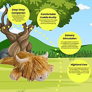 Legend & Co. Weighted Stuffed Animals 20" | 4.2 lbs Highland Cow Plush for Adults & Kids | Comforting & Relaxing Plush Throw Pillow | Super Soft | Anxiety - Autism - Companionship