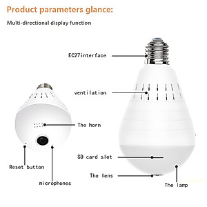1080P Light Bulb Camera Garage Wireless Surveillance Camera Work with Alexa for Baby Room WiFi 2.4GHz E27-AOLANS
