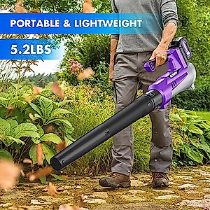 VANPORE Electric Leaf Blower Cordless：580 CFM 6-Gear Wind Speed Regulation with 4.0Ah Battery Powered，Electric Blower for Lawn Care, Yard, Grass, Patio, Blowing Leaves and Snow