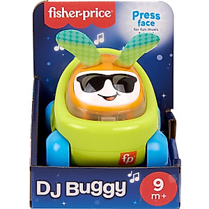 Fisher-Price DJ Buggy Baby Toy Car with Lights Music Sounds and Learning Songs for Crawling Play, Green