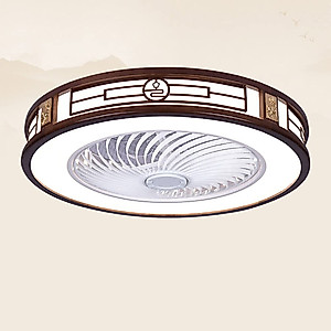 Xuthusman LED Invisible Ceiling Fan Light Round Dimmable Chandelier 3-Speed Invisible Fan 64W w/Remote Control